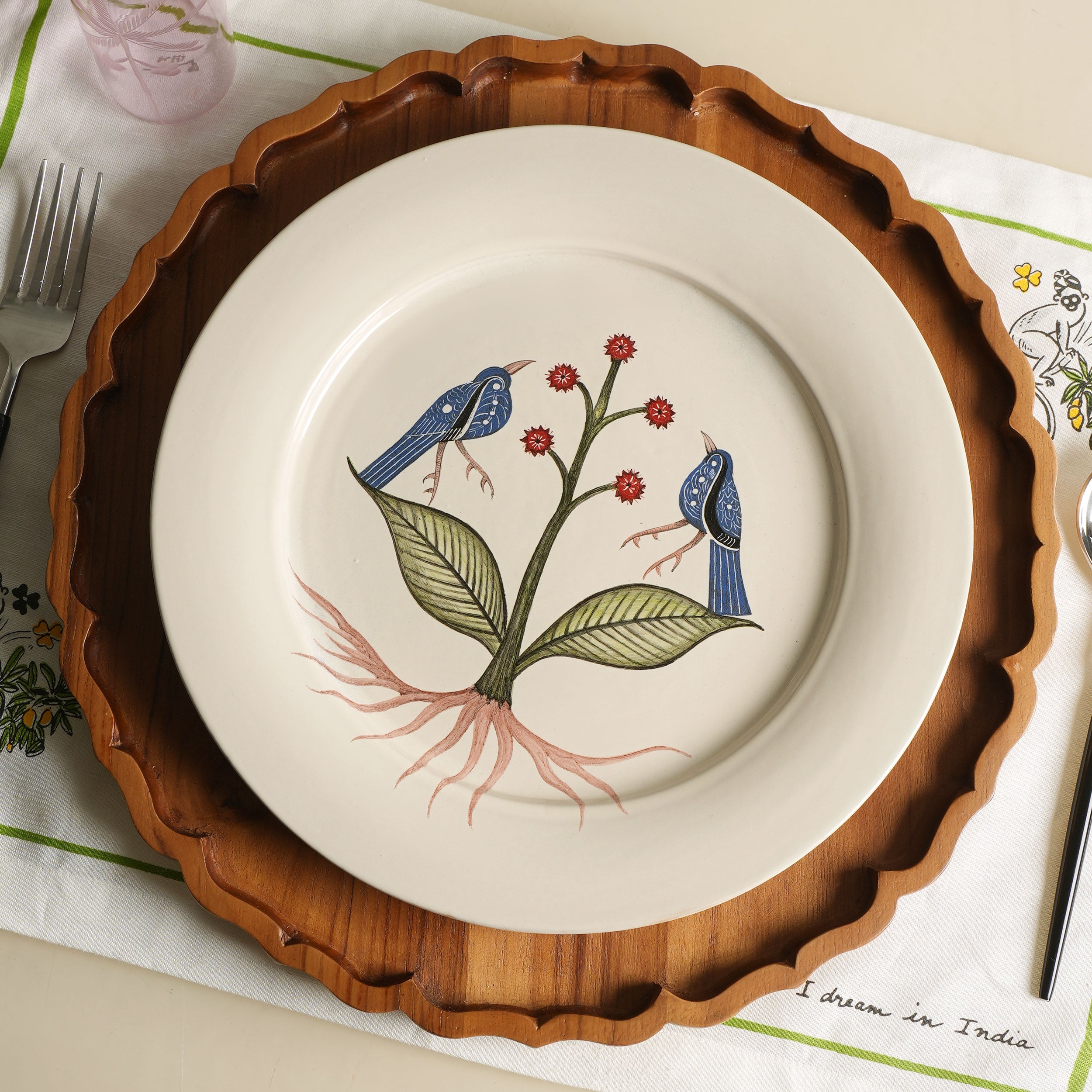 Buy Multicolour Bird Dinner Plate Online | Khanoom | Le Mill